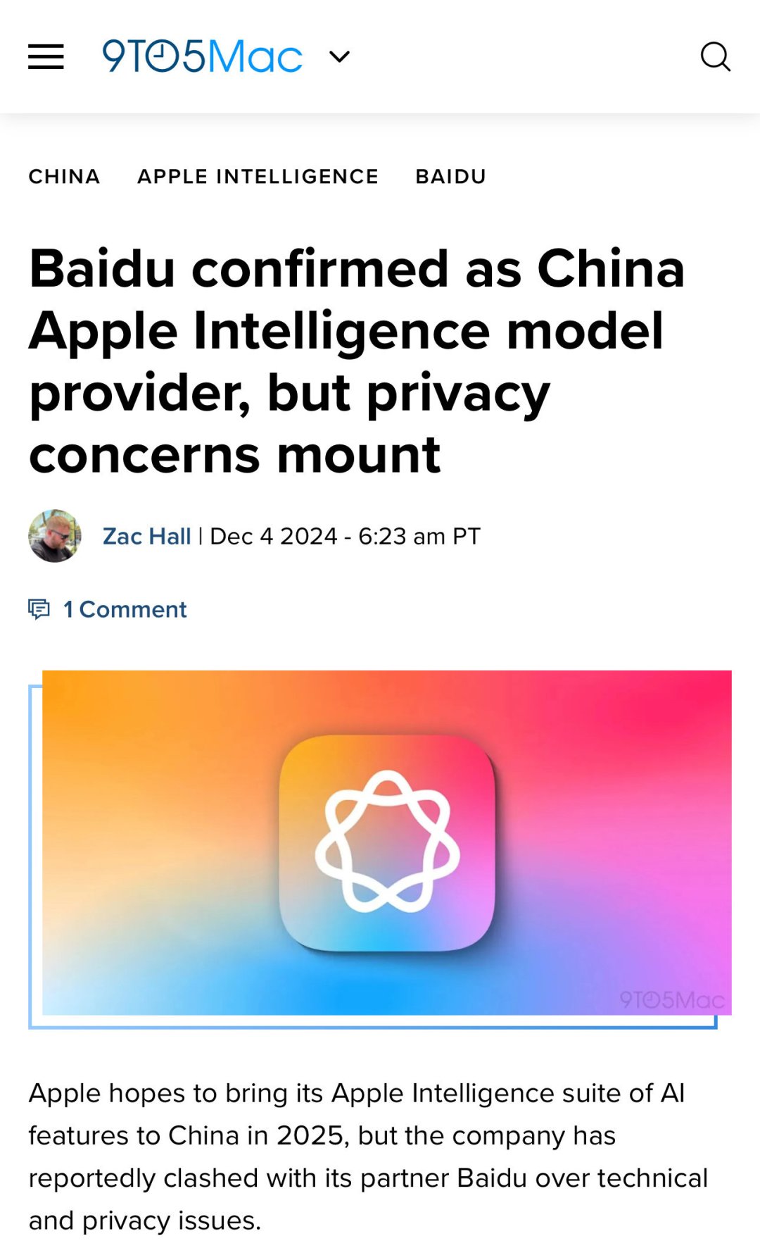 百度被确认成为苹果 AI 中国合作伙伴，iPhone 即将接入文心 4.0_iPhone_什么值得买