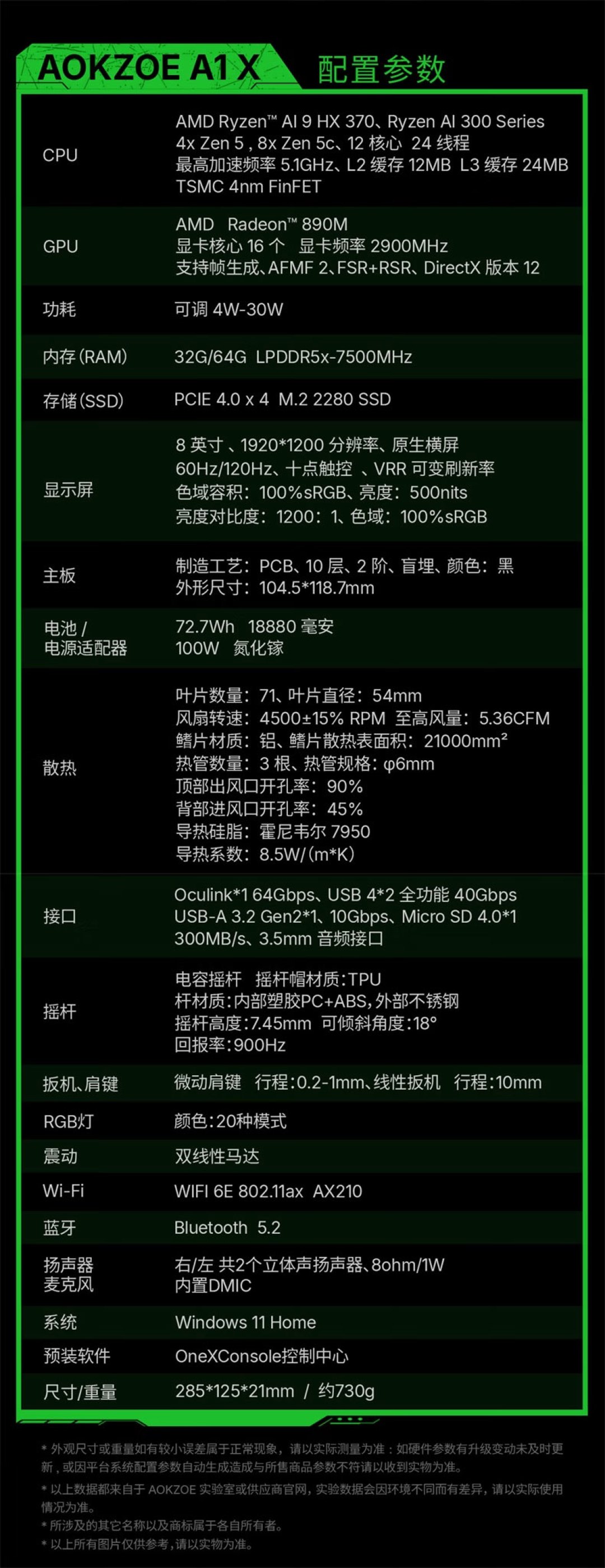 奥克 AOKZOE A1X 高性能掌机开启预售，接口全面，8寸高刷屏，支持旁路充电_游戏机_什么值得买